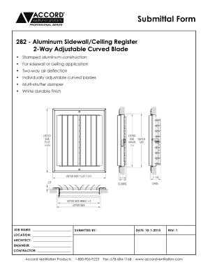 Fillable Online Submittal Form 282 Aluminum Sidewall/Ceiling Register ...