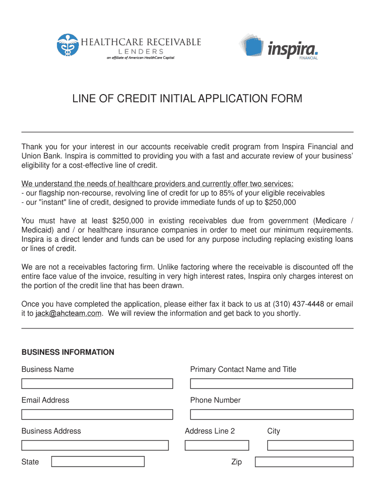 Fillable Online LINE OF CREDIT INITIALAPPLICATION FORM Fax Email Print ...