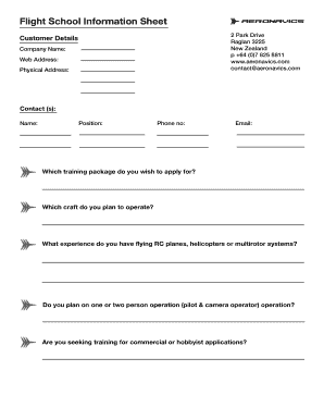 Fillable Online Flight School Information Sheet - Aeronavics Fax Email ...