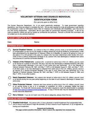 Fillable Online VOLUNTARY VETERAN AND DISABLED INDIVIDUAL ...