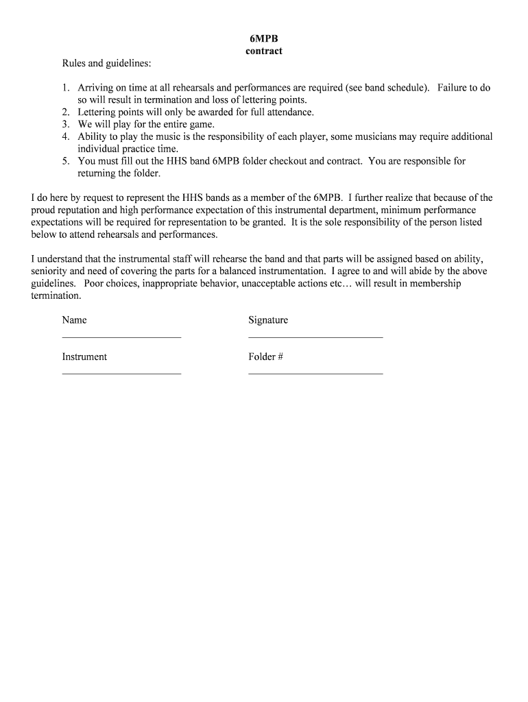 Fillable Online 6MPB contract Rules and guidelines: 1. Arriving on ...