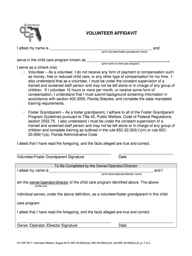 Fillable Online Volunteer affidavit - The Heights Foundation Fax Email ...