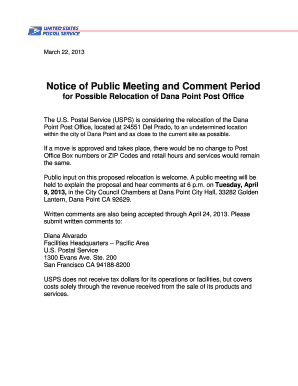 Fillable Online Notice of Public Meeting and Comment Period Fax Email ...
