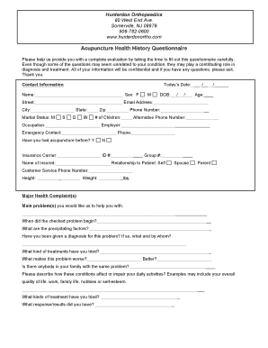 Fillable Online Acupuncture Intake Form - MidJersey Orthopaedics Fax ...
