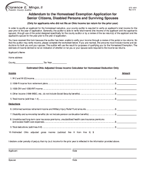Fillable Online Income Addendum to Homestead Exemption Application Fax ...