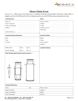 Fillable Online Motor Claim Form - bInfinityb Insurance Fax Email Print - pdfFiller