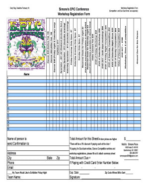 Fillable Online EPIC 11 Workshop Registration form - Simone Nichols ...
