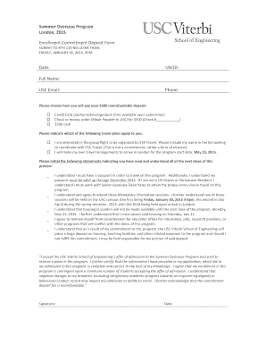 Fillable Online viterbiadmission usc Enrollment Commitment Form ...