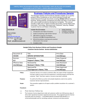 Fillable Online Sample from the Business Policies and Procedures ...