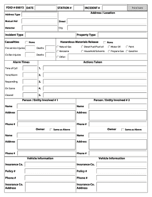 Fillable Online wffpd FDID # 05073 DATE STATION # INCIDENT # Address ...