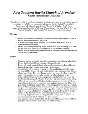 Fillable Online Church Transportation Guidelines Fax Email Print ...
