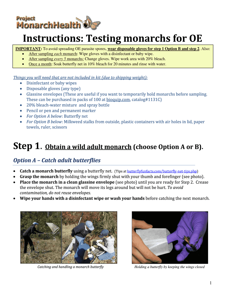 Fillable Online monarchparasites uga Instructions: Testing monarchs for ...