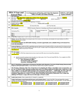 Fillable Online hud 0 PHA Name: The Housing PHA Type: Small High ...