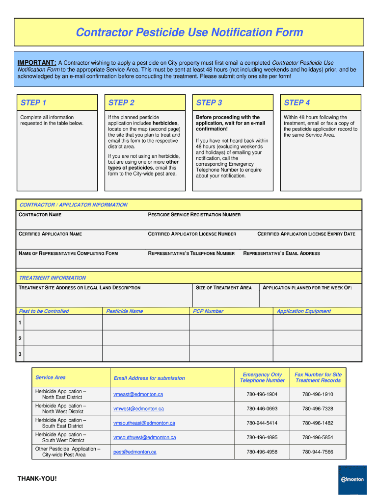 Fillable Online edmonton Pesticide Use Notification bForm 2015b - City ...