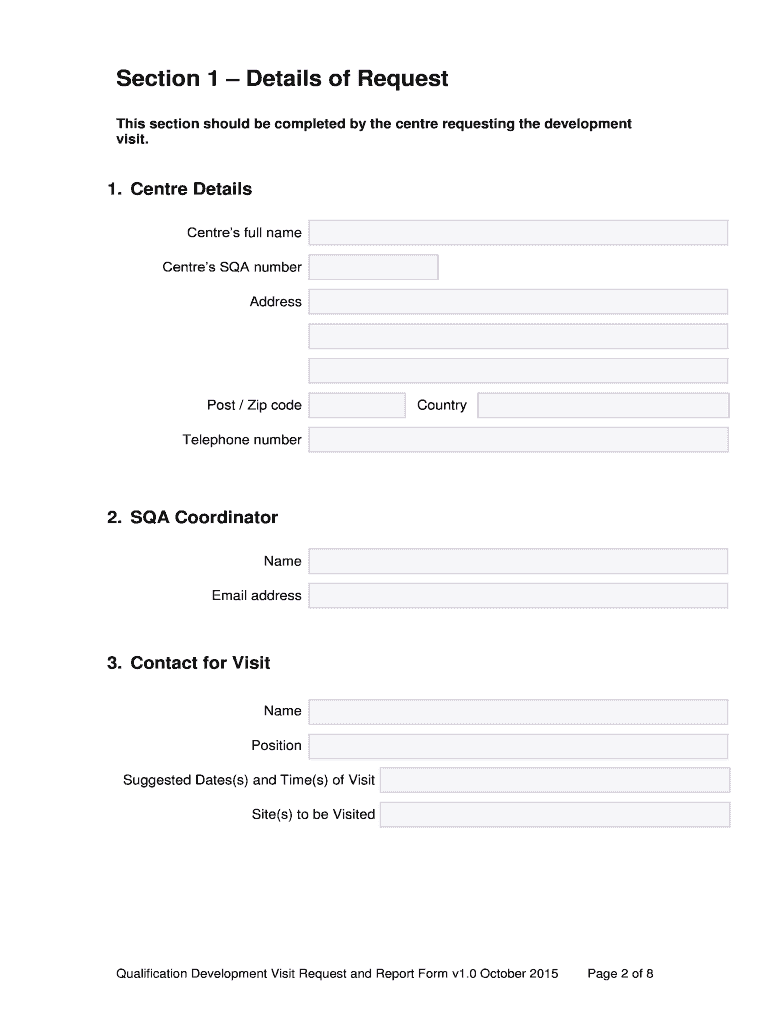 Fillable Online sqa org Qualification Development Visit Request and Report Form v1 Fax Email ...