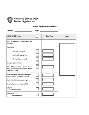 Fillable Online nextstepservicedogs Next Step Service Dogs Trainer ...