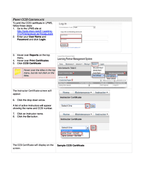 Fillable Online To print the CCSI certificate in LPMS, Fax Email Print ...