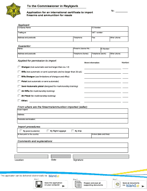 Fillable Online island International certificate to import firearms and ...