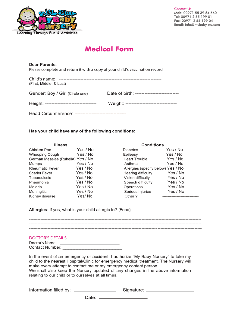 Fillable Online Medical form - bmybabyb-bnubbcomb Fax Email Print ...