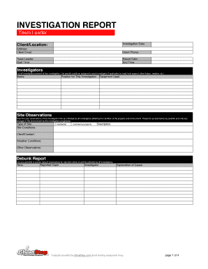 Fillable Online Investigation Date: Fax Email Print - pdfFiller