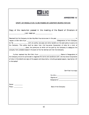 Fillable Online Copy of the resolution passed in the meeting of the ...