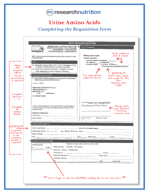 Fillable Online Urine Amino Acids Completing the Requisition Form Enter ...