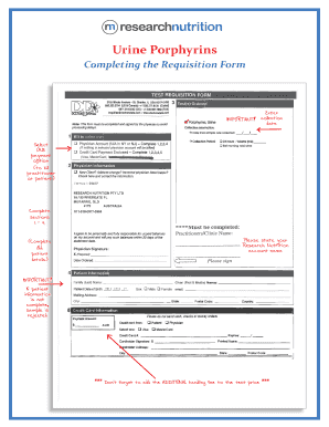 Fillable Online Urine Porphyrins Completing the Requisition Form Enter ...