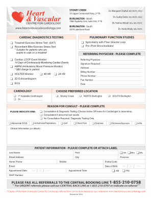 Fillable Online CARDIAC DIAGNOSTICS TESTING PULMONARY FUNCTION STUDIES ...