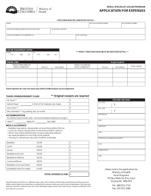 Fillable Online BApplicationb for bExpensesb HLTH 2868 PDF 127KB Fax Email Print - pdfFiller
