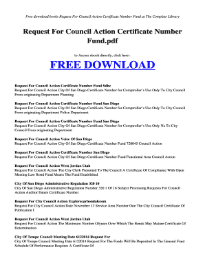 Fillable Online radiorusak esy REQUEST FOR COUNCIL ACTION CERTIFICATE NUMBER FUNDPDF Free ...