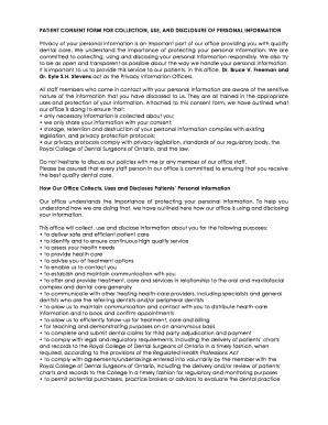 Fillable Online PATIENT CONSENT FORM FOR COLLECTION, USE, AND ...