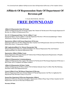 Bill Of Sale Form Georgia Affidavit Of Repossession | pdfFiller