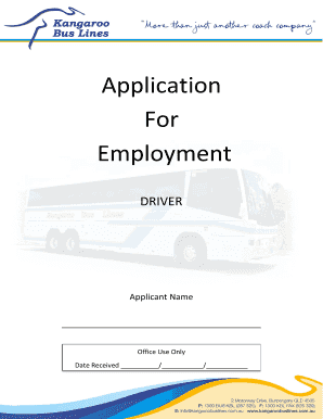 Fillable Online Application For Employment DRIVER Applicant Name Office ...