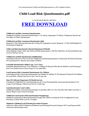 Fillable Online radiorusak esy CHILD LEAD RISK QUESTIONNAIREPDF Free ...