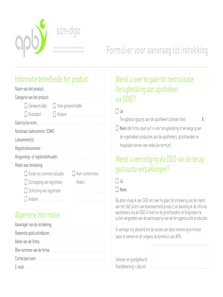 Invulbaar Online apb Formulier voor aanvraag tot intrekking Informatie ...