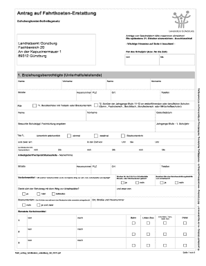 Ausfüllbar Online Antrag auf Fahrtkosten-Erstattung - landkreis-guenzburgde Fax Email Drucken ...