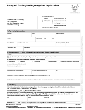 Ausfüllbar Online Antrag auf Erteilung eines Jagdscheines - Landkreis G nzburg Fax Email Drucken ...