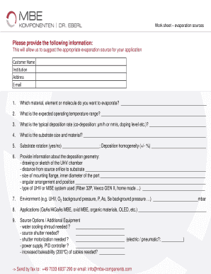 Fillable Online mbe-komponenten Please provide the following ...