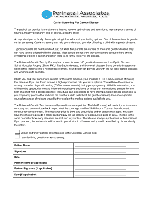 Fillable Online Carrier Screening For Genetic Disease ...