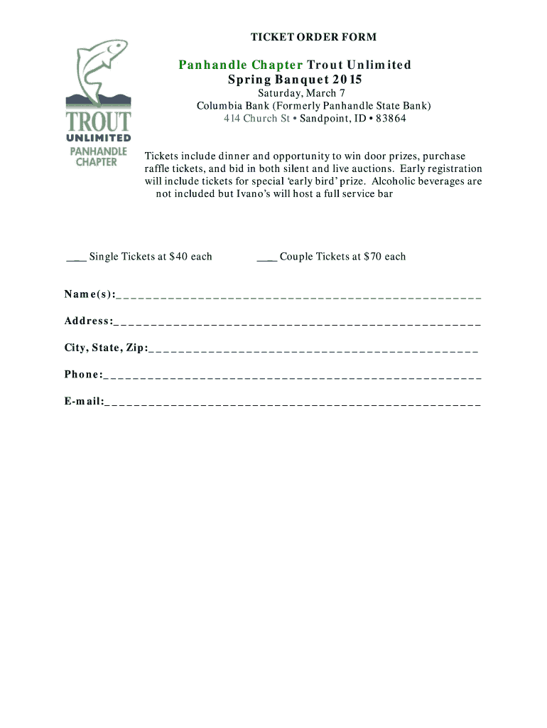 Fillable Online TICKET ORDER FORM for website 2015 Fax Email Print ...