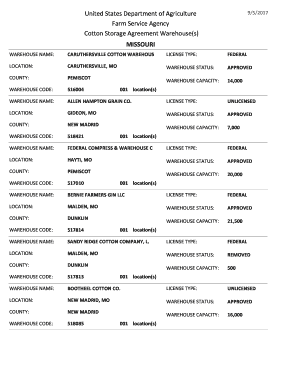 Fillable Online Cotton Storage Agreement Warehouse(s) Fax Email Print ...