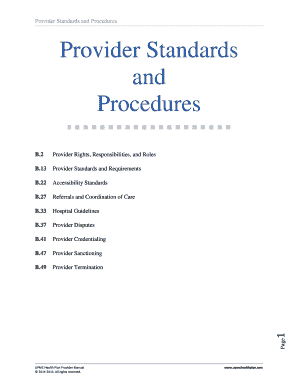 Fillable Online Provider Standards and Procedures Fax Email Print ...