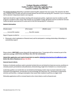 Fillable Online Fellowship Nomination Form AY16-17 Fax Email Print - pdfFiller