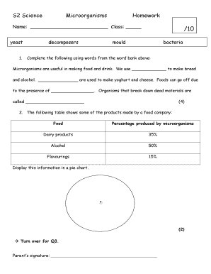 Fillable Online xphysics co S2 Science Microorganisms Homework - Login ...