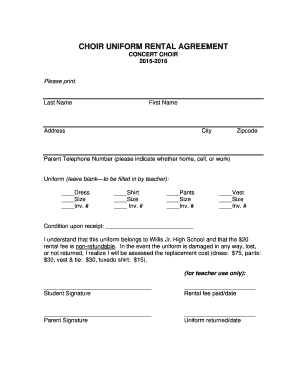 Fillable Online mychandlerschools Concert Choir Uniform bRental ...