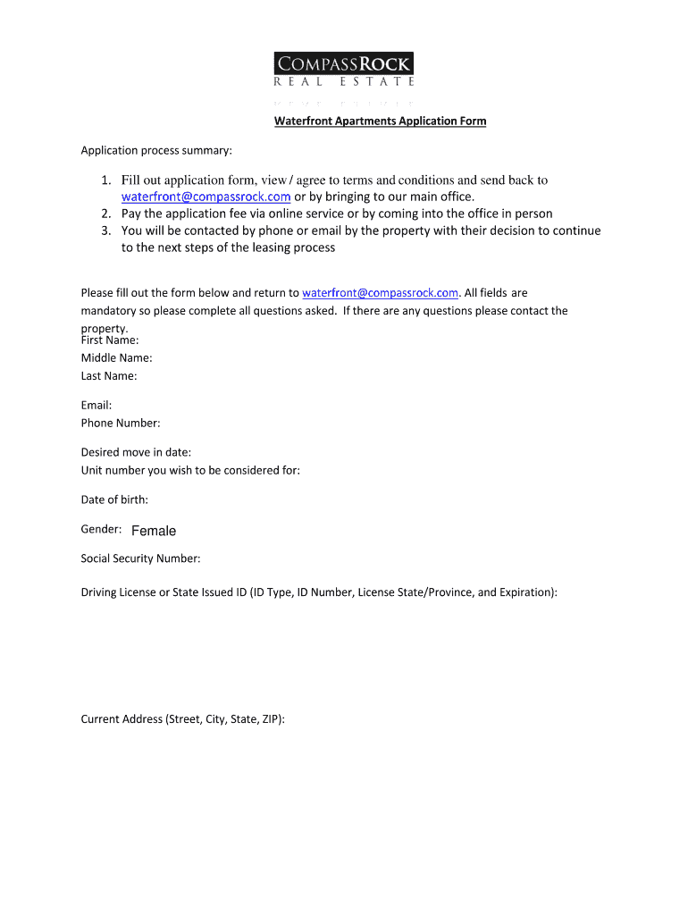 Fillable Online Please fill out the form below and return to waterfront compassrock Fax Email ...