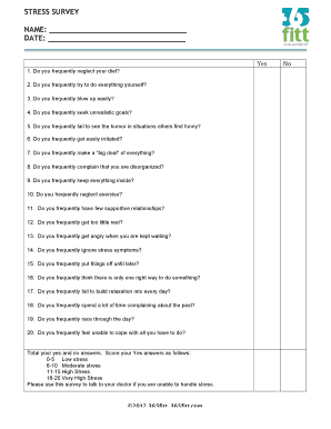 Fillable Online STRESS SURVEY NAME DATE - 365fitt Fax Email Print ...