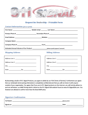 Fillable Online Request for Dealership Printable Form Fax Email Print ...