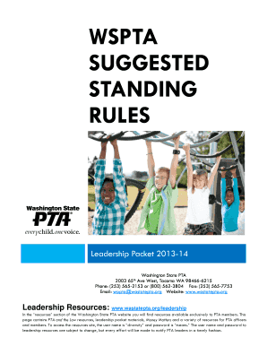 Fillable Online WSPTA SUGGESTED STANDING RULES Leadership Packet 2013 ...