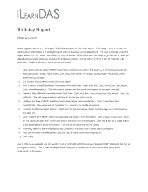 Fillable Online Birthday Report Fax Email Print - pdfFiller